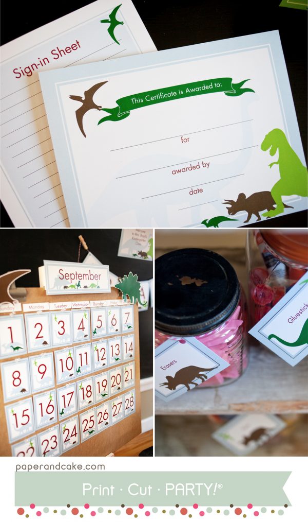 Dinosaur Printable Classroom Decorations - Paper and Cake