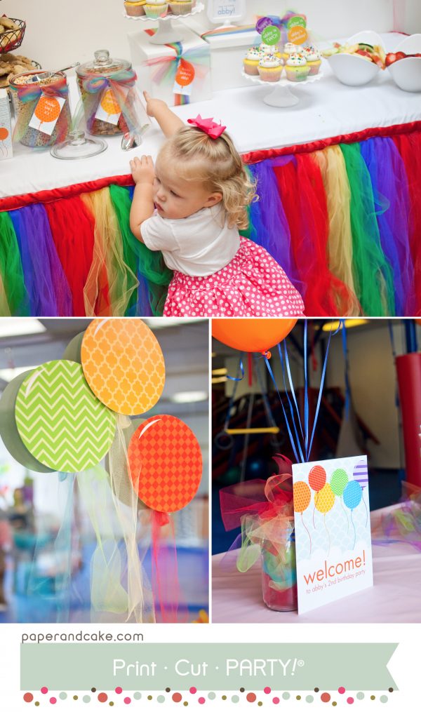 Balloon Rainbow Printable Birthday Party - Paper and Cake