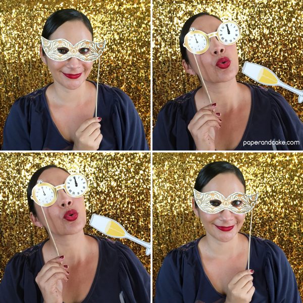 Happy New Year Photo Booth Props DIY Kit - Paper and Cake