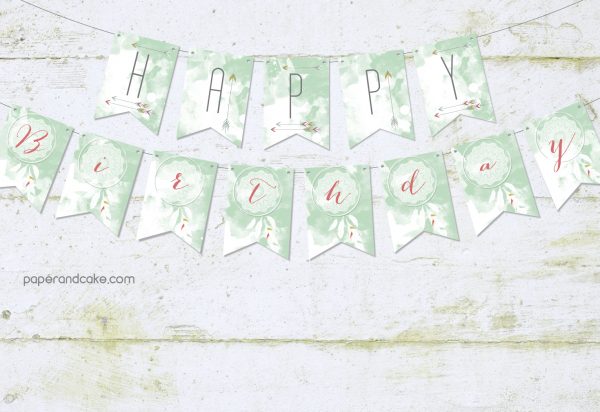 Bohemian Happy Birthday Pennant Banner - Paper and Cake