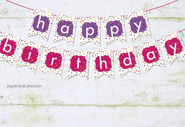 Polka Dot Happy Birthday Pennant Banner - Paper and Cake